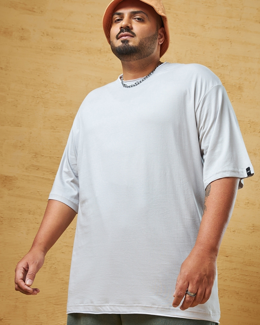 Buy Men's Vapour Blue Oversized Plus Size T-shirt Online at Bewakoof