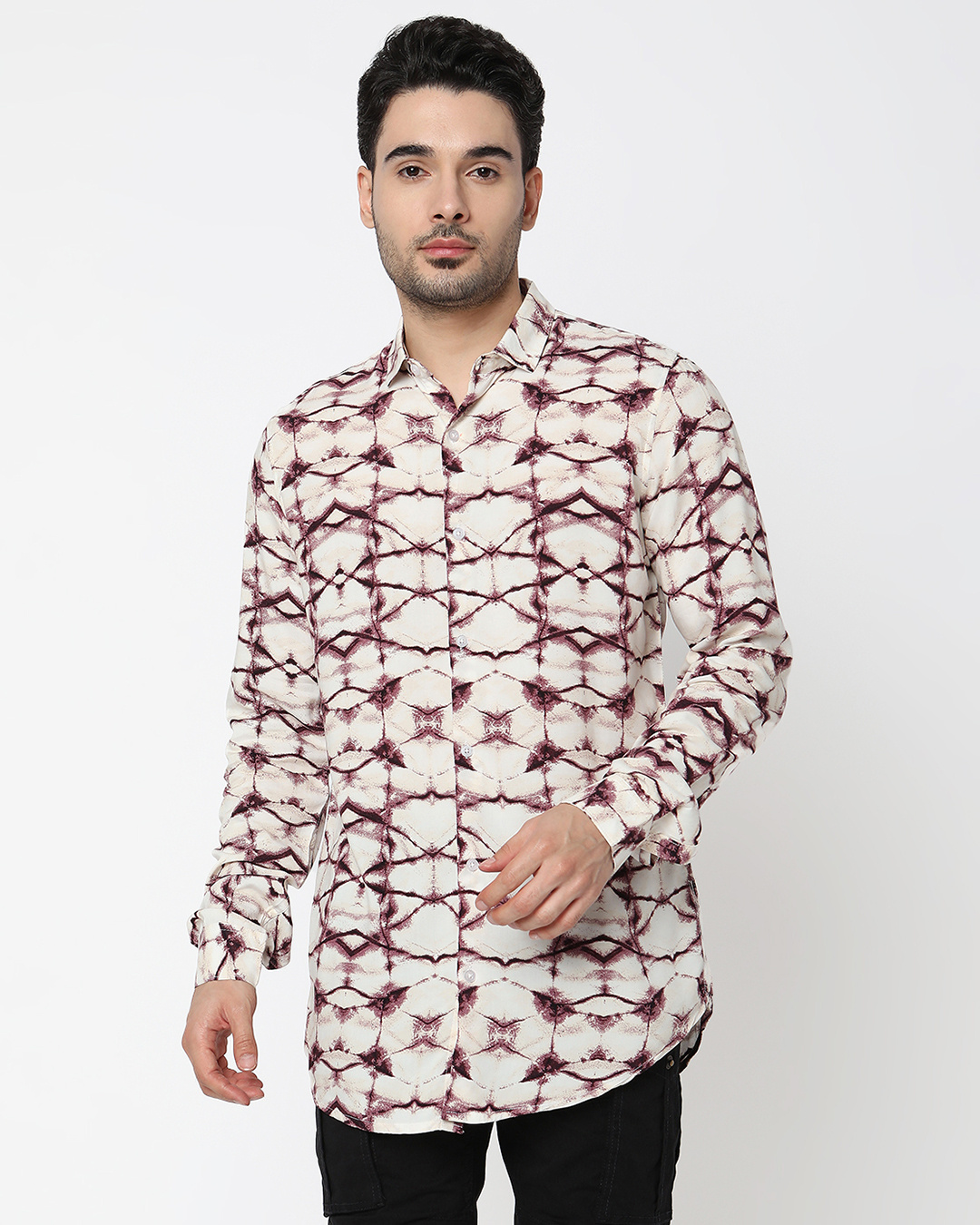 Buy Men's White Abstract Printed Shirt Online at Bewakoof