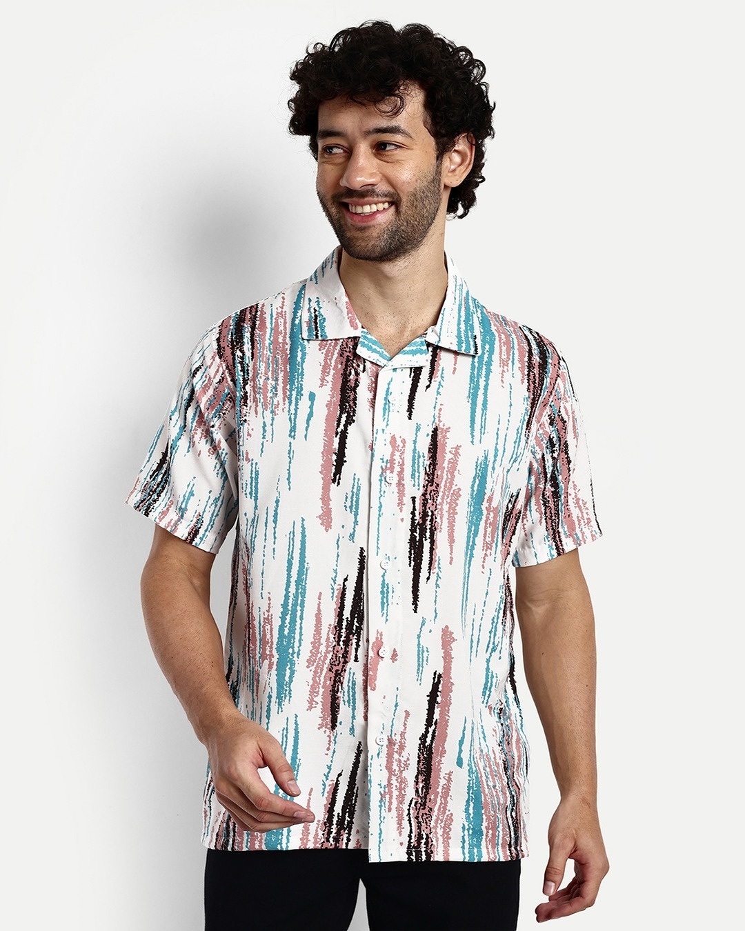 Buy Men's White All Over Abstract Printed Shirt Online at Bewakoof
