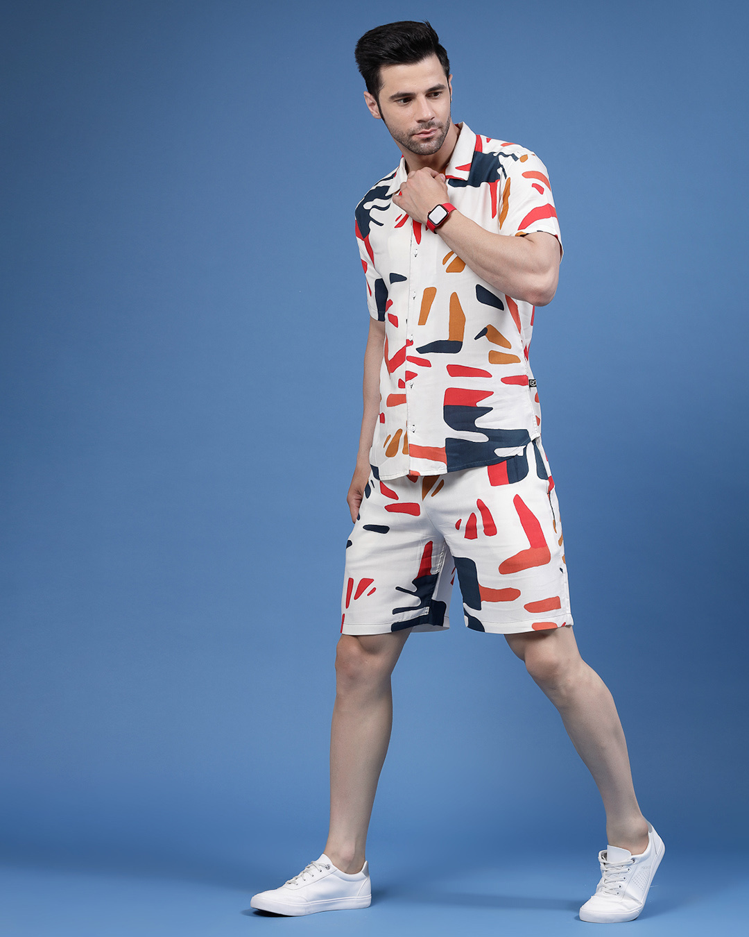 Buy Mens White Abstract Printed Slim Fit Co Ordinates Online In India At Bewakoof