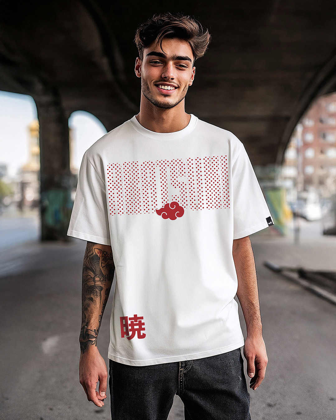 Buy Men's White Akatsuki Origin Graphic Printed Oversized T-shirt ...