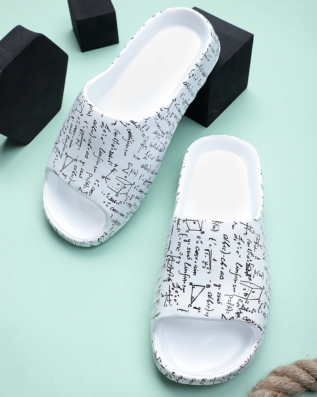 Buy Men's White All Formula Printed Sliders Online in India at Bewakoof