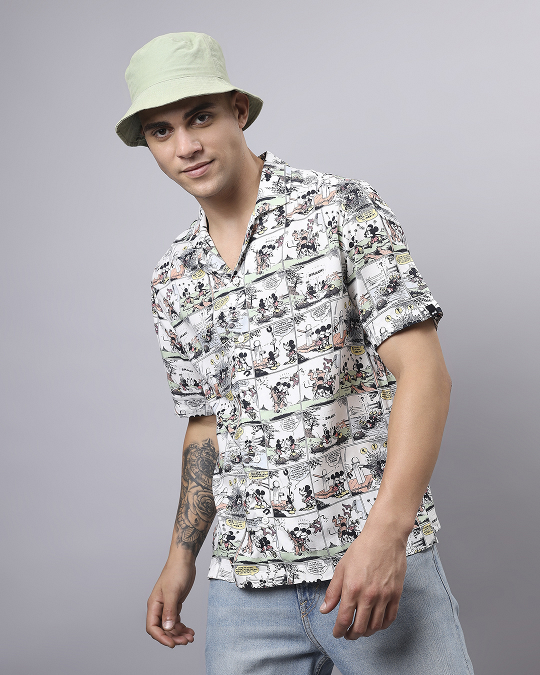 Buy Mens White All Over Printed Oversized Shirt Online At Bewakoof