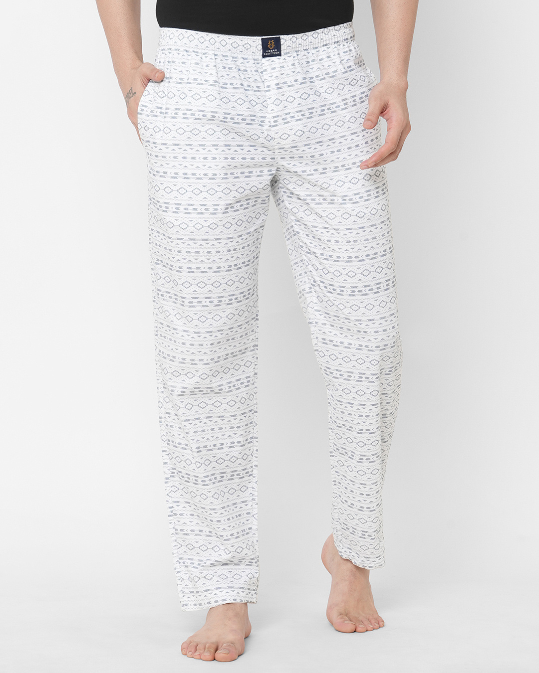 Buy Men's White All Over Printed Pyjamas Online in India at Bewakoof