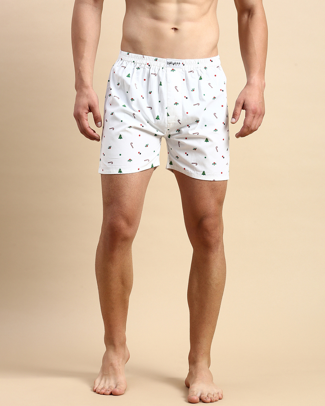 Buy Men's White All Over Printed Slim Fit Boxers Online in India at ...
