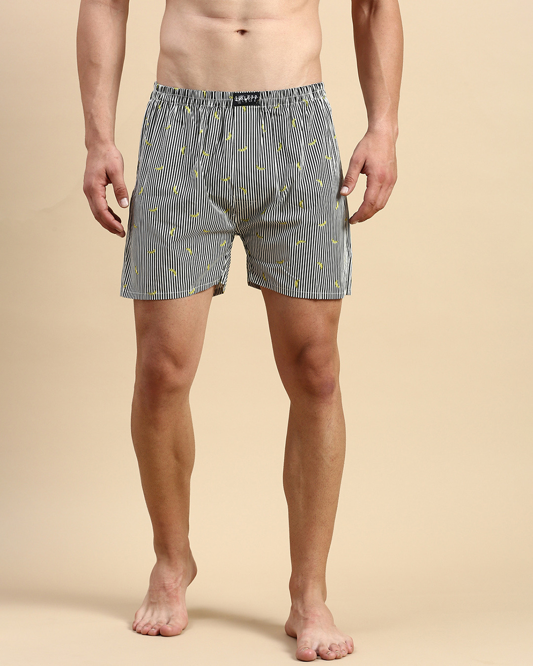 Buy Men's White All Over Striped Slim Fit Boxers Online in India at ...