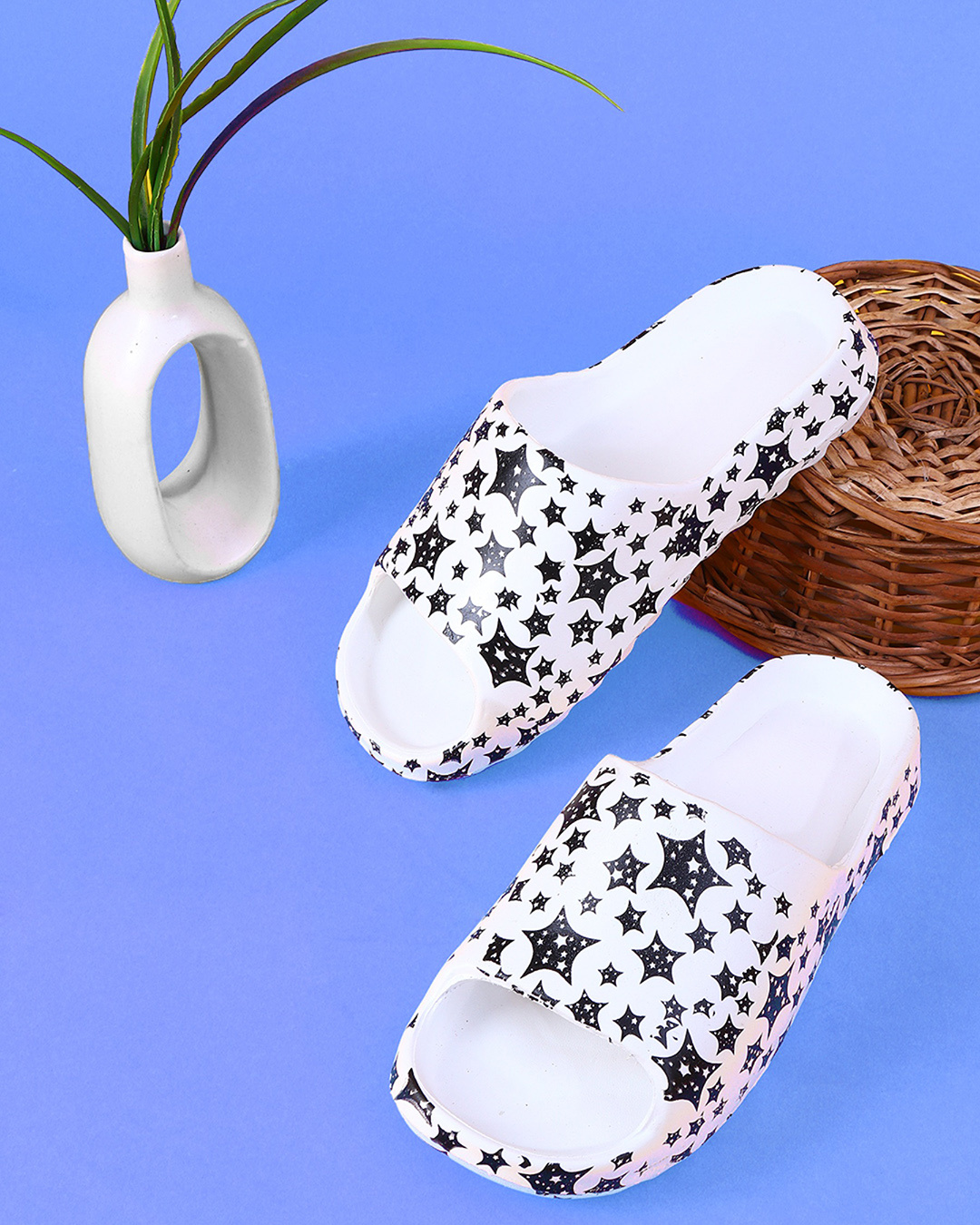 Buy Men's White All Stars Printed Sliders Online in India at Bewakoof
