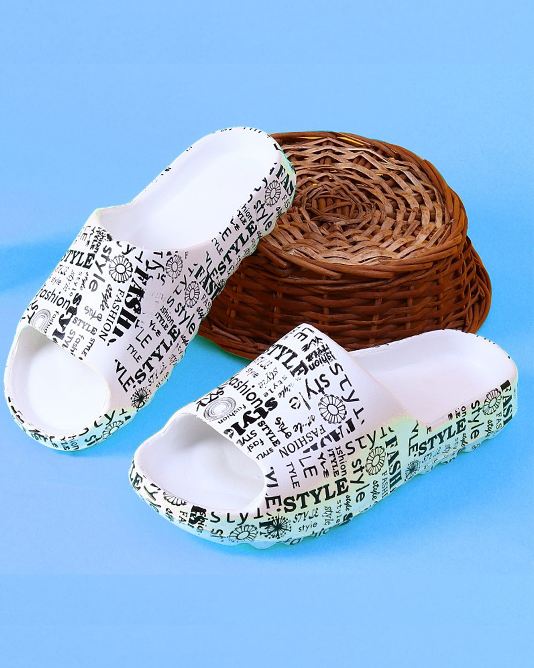 Buy Men's White All Style Printed Sliders Online in India at Bewakoof