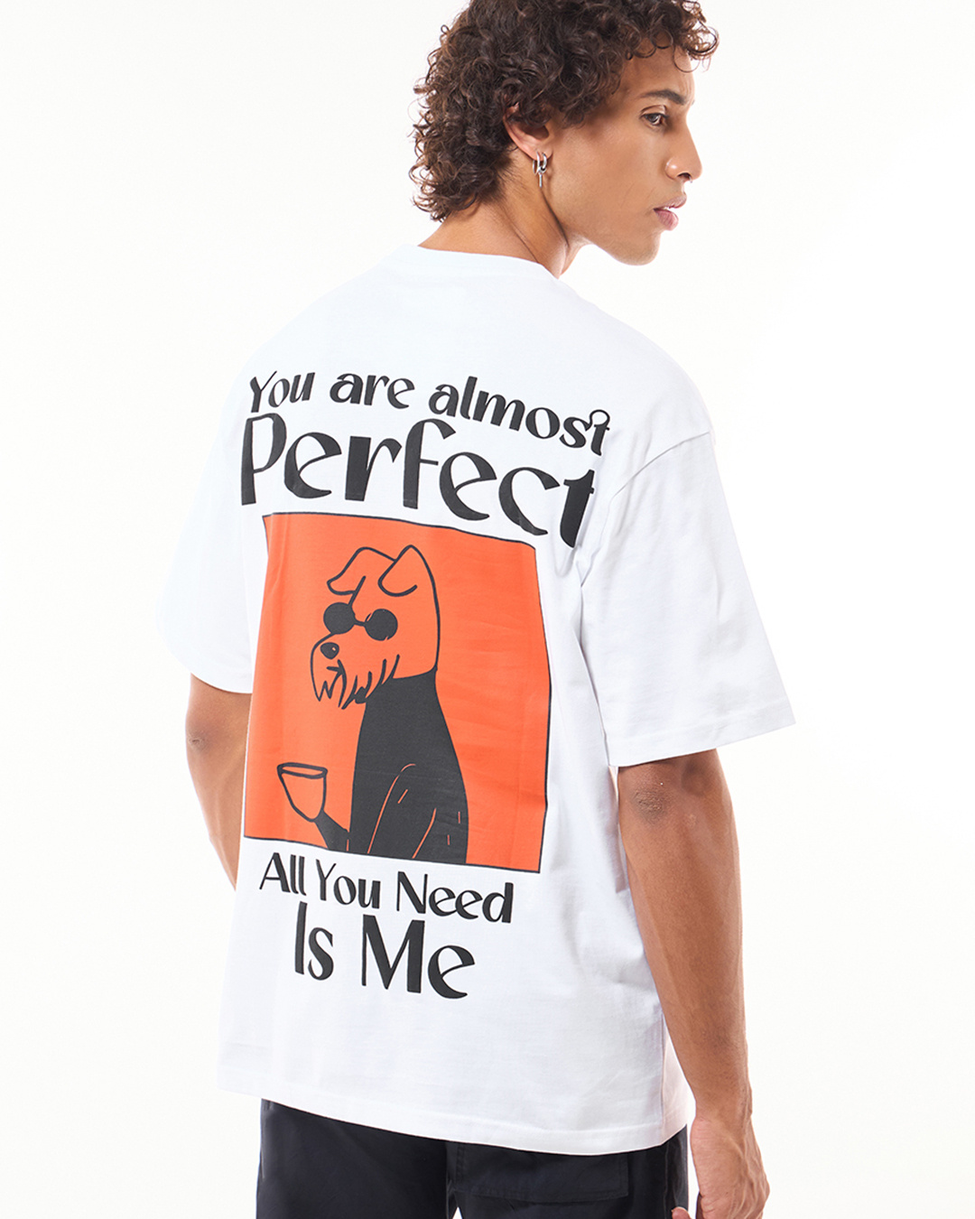 Buy Men's White Almost Perfect Graphic Printed Oversized T-shirt Online ...