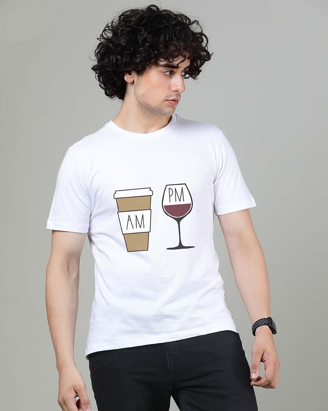 Buy Men's White AM/PM Graphic Printed T-shirt Online at Bewakoof