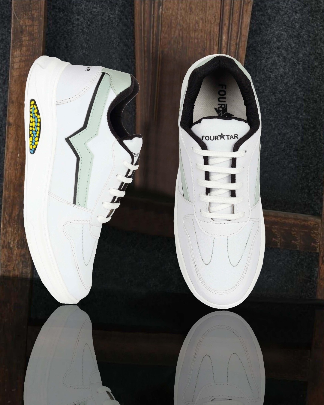 Buy Men's White and Sea Green Color Block Casual Shoes Online in India ...