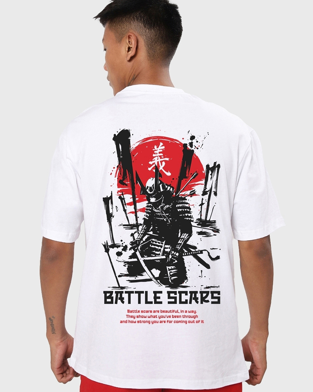 Buy Men's White Battle Scars Graphic Printed Oversized T-shirt Online ...