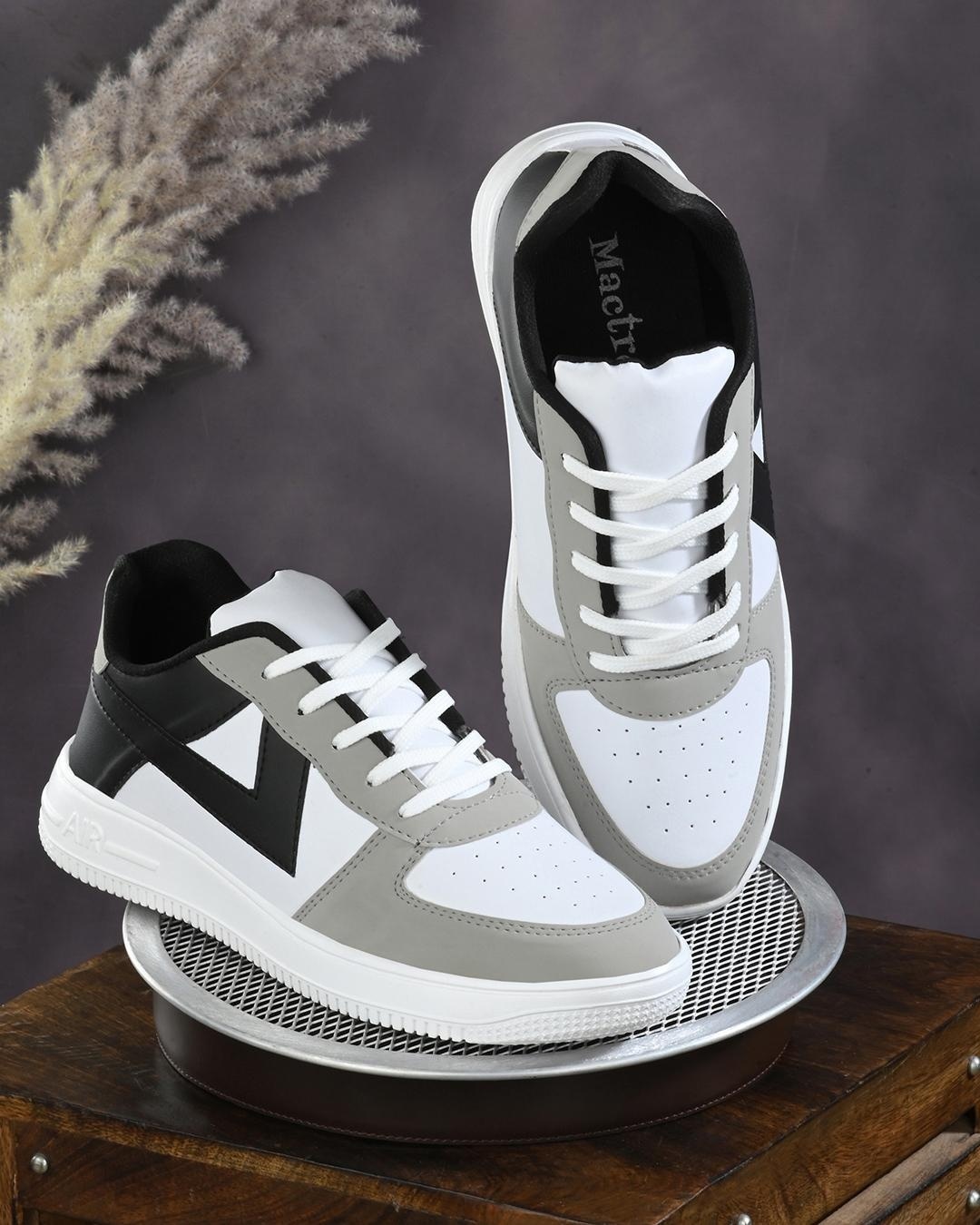 Buy Men's White & Black Color Block Sneakers Online in India at Bewakoof