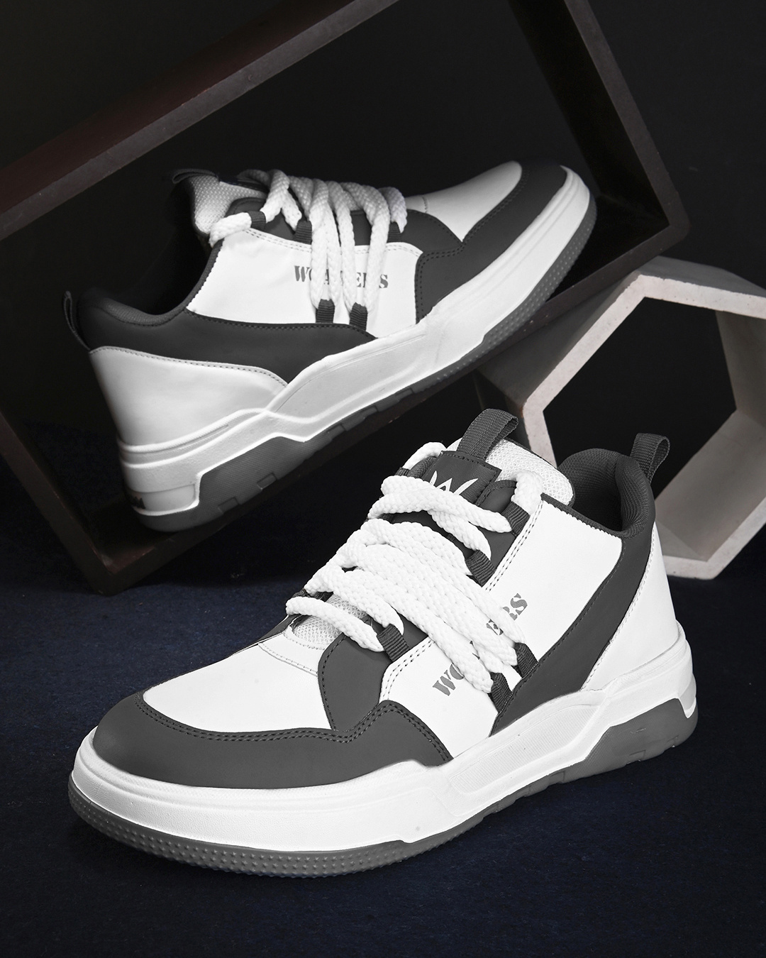 Buy Men's White & Black Color Block Sneakers Online in India at Bewakoof