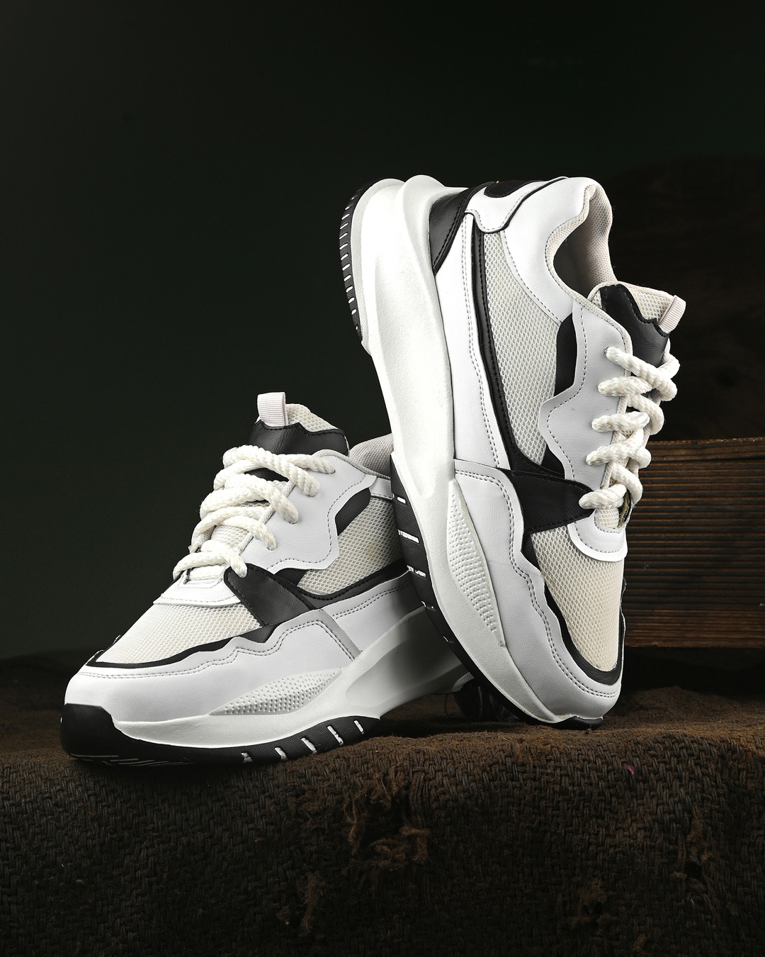 Buy Men's White & Black Color Block Sneakers Online in India at Bewakoof