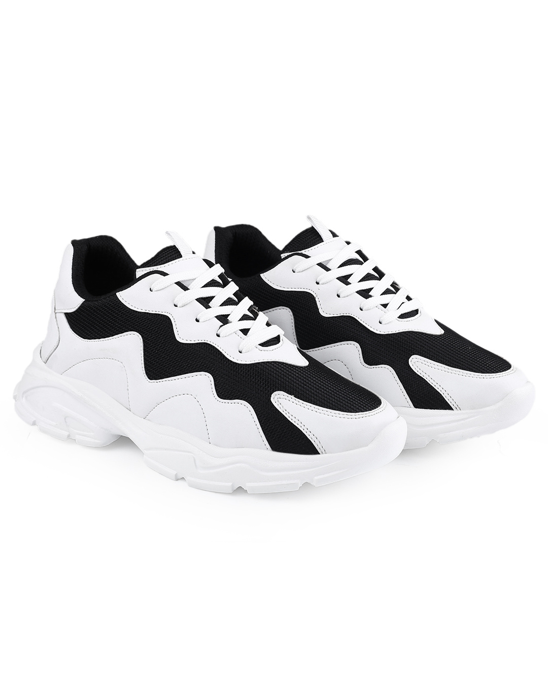 Buy Men's White & Black Color Block Sneakers Online in India at Bewakoof