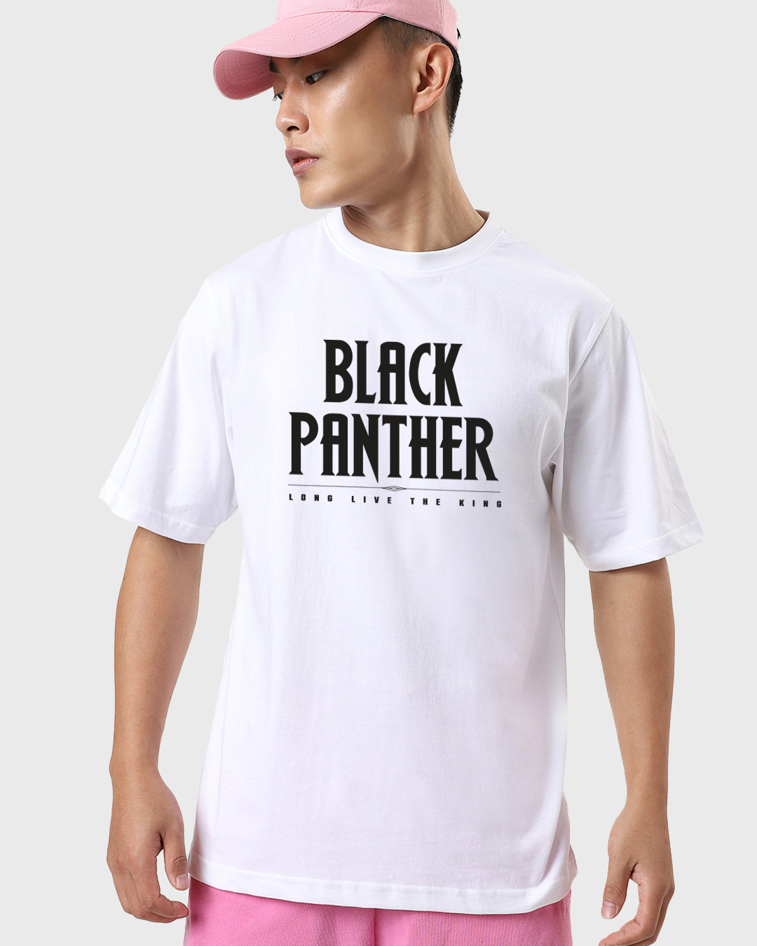 Buy Men's White Black Panther Typography Oversized T-shirt Online at Bewakoof