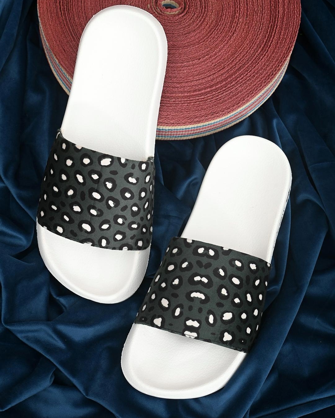 Buy Men's White & Black Printed Sliders Online in India at Bewakoof