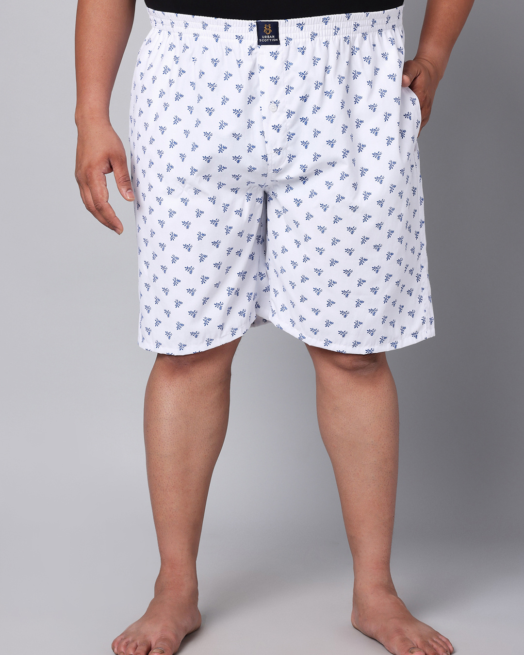 Buy Men's White & Blue All Over Printed Plus Size Boxers Online in ...