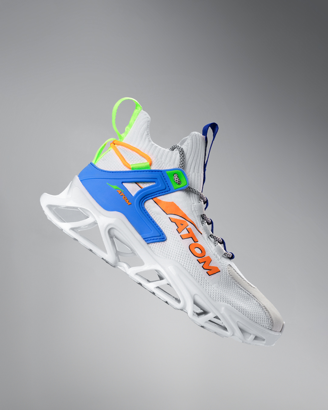 Buy Men's White & Blue Hollow Man Color Block High-Top Sneakers Online ...