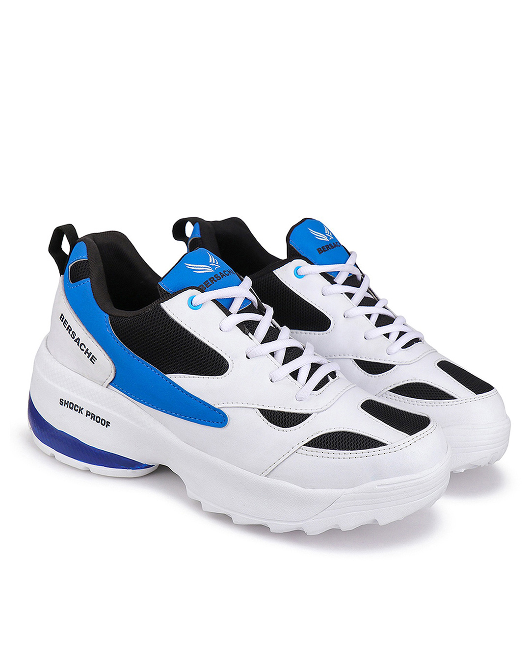 Buy Men's White & Blue Color Block Sneakers Online in India at Bewakoof