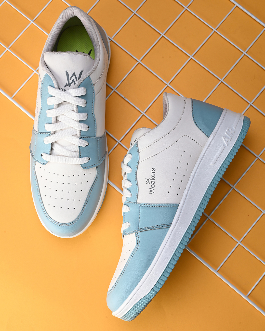 Buy Men's White & Blue Color Block Sneakers Online in India at Bewakoof