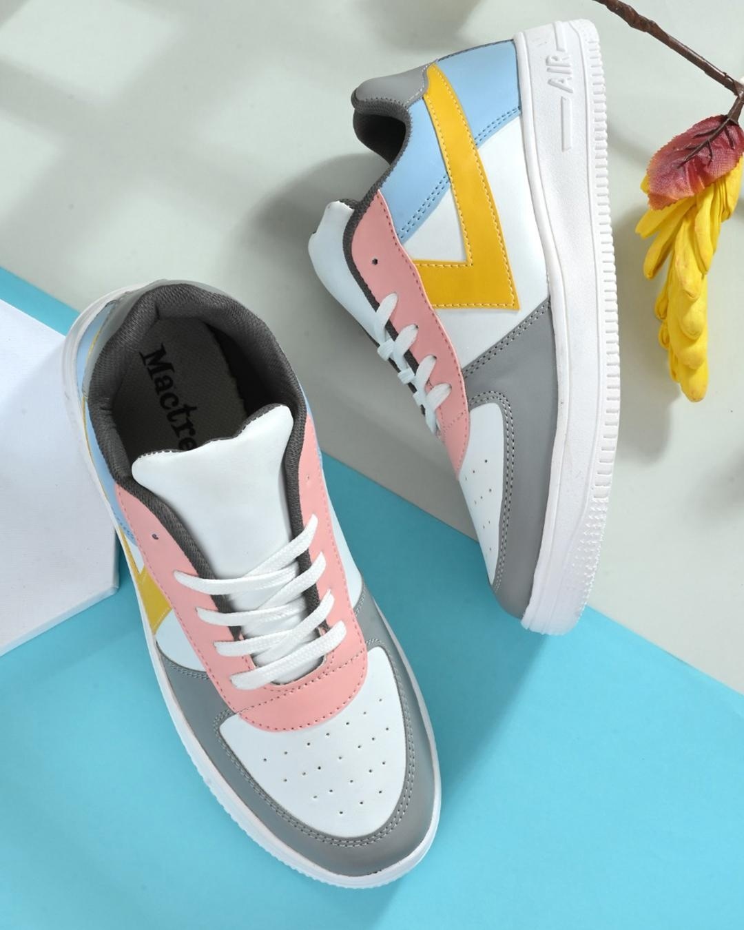 Buy Men's White & Blue Color Block Sneakers Online in India at Bewakoof