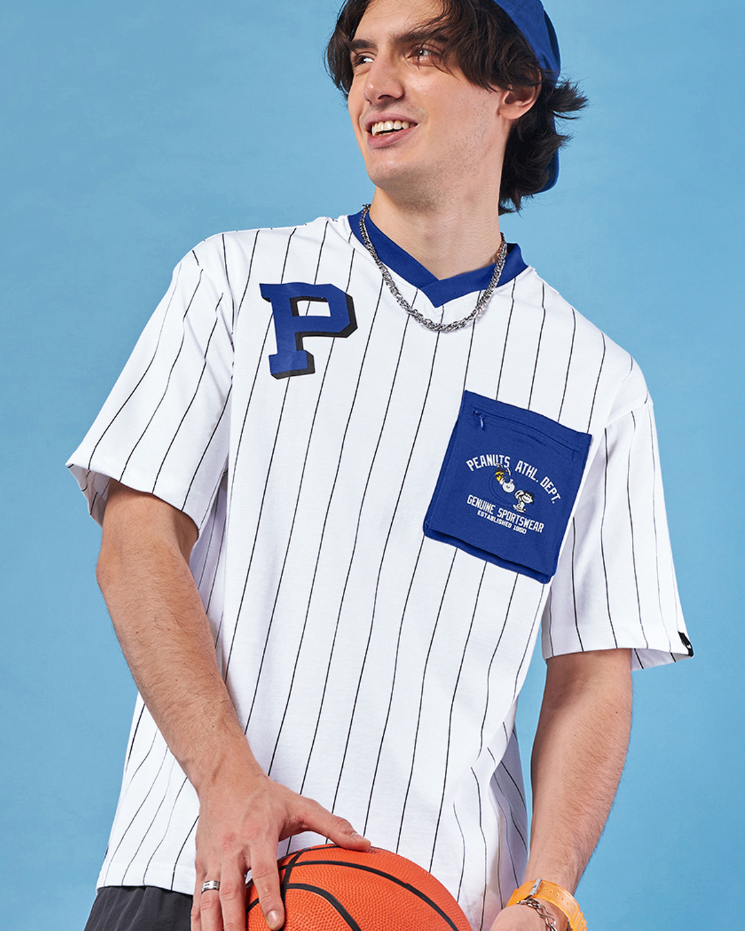 Buy Mens White And Blue Striped Oversized T Shirt Online At Bewakoof