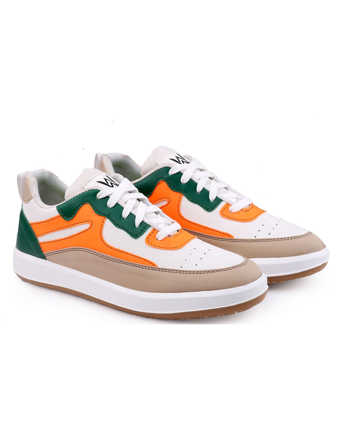 Buy Men's White & Brown Color Block Sneakers Online in India at Bewakoof