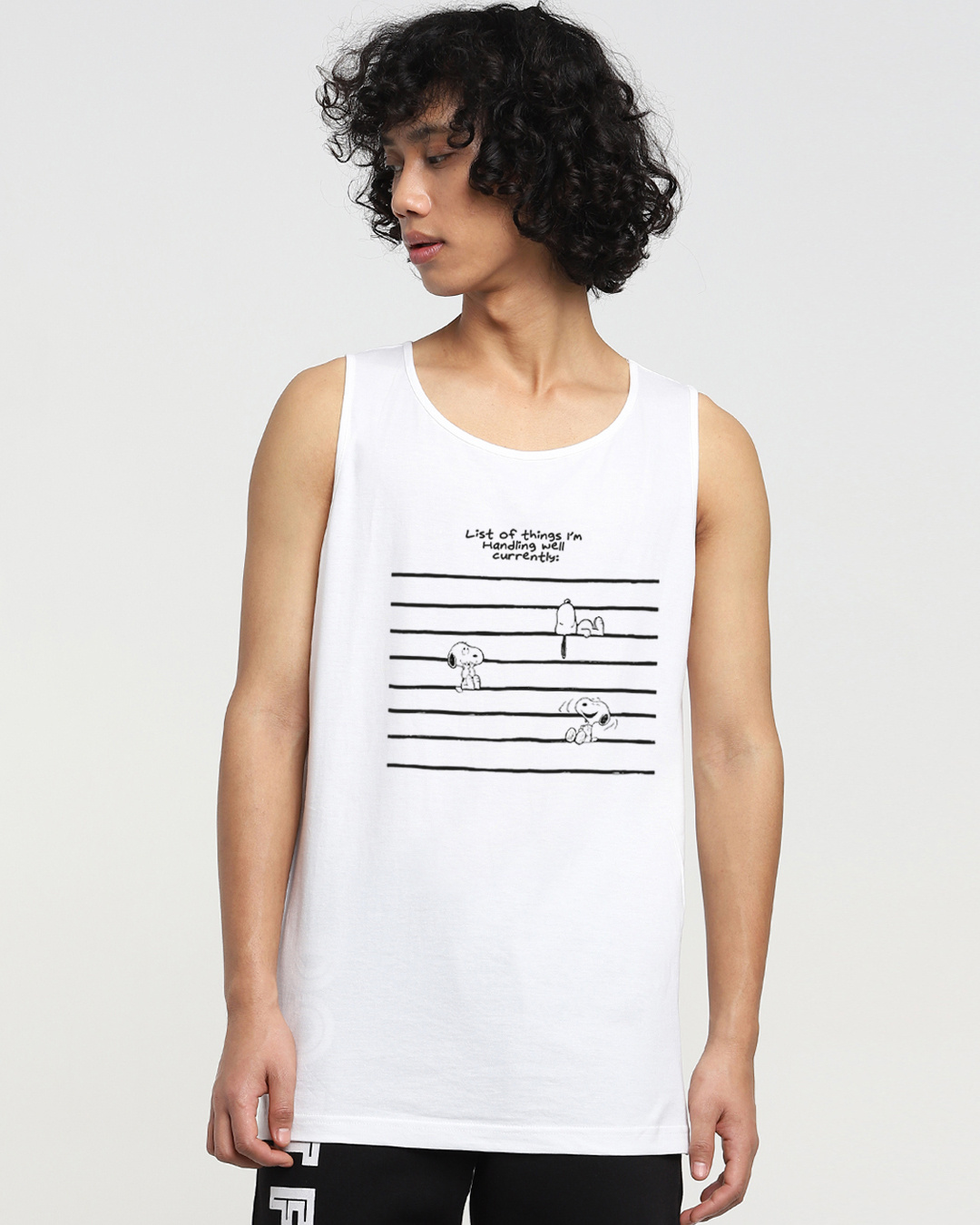 Buy Men's White Can't Control Typography Vest Online at Bewakoof