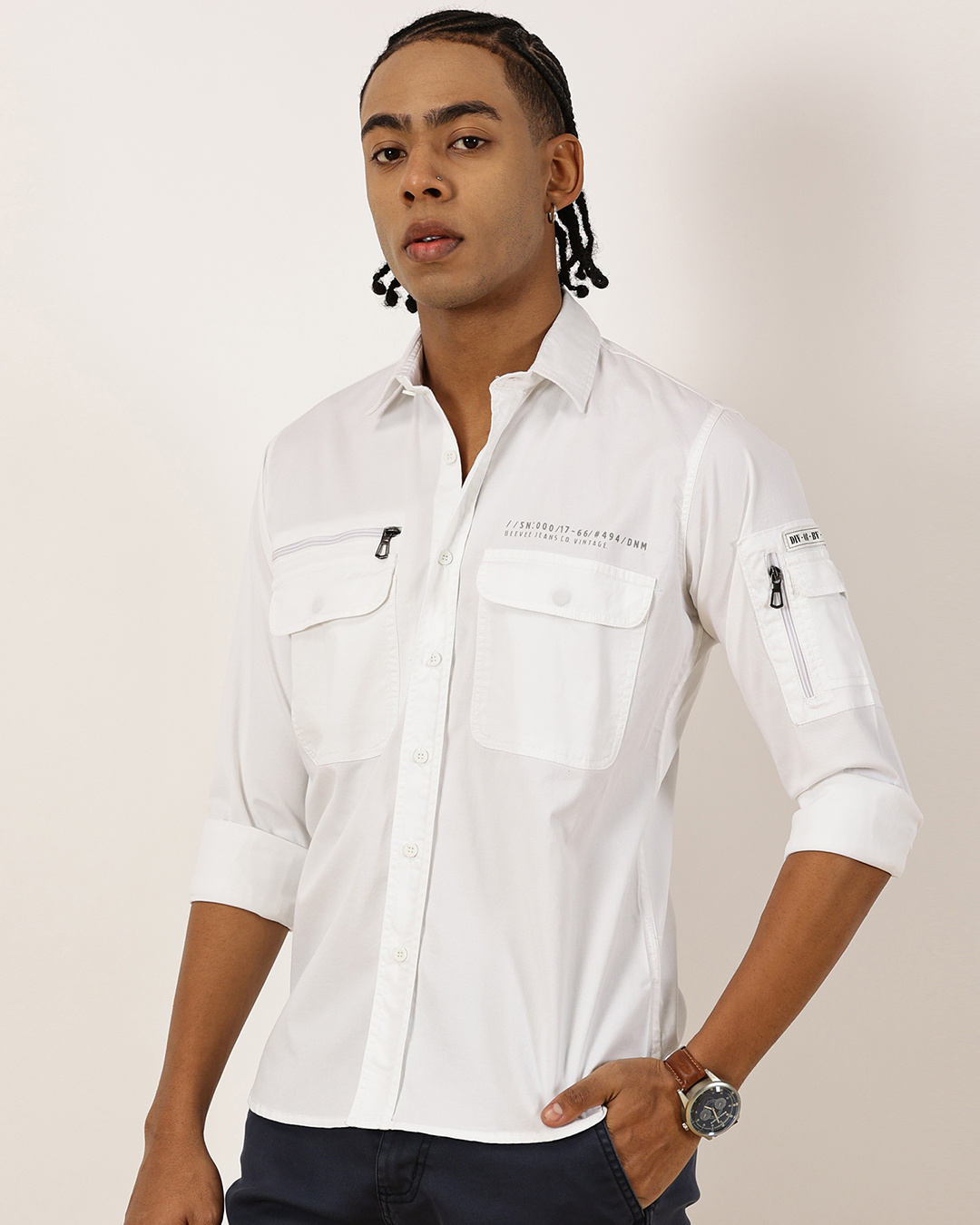 Buy Men's White Cargo Shirt Online at Bewakoof