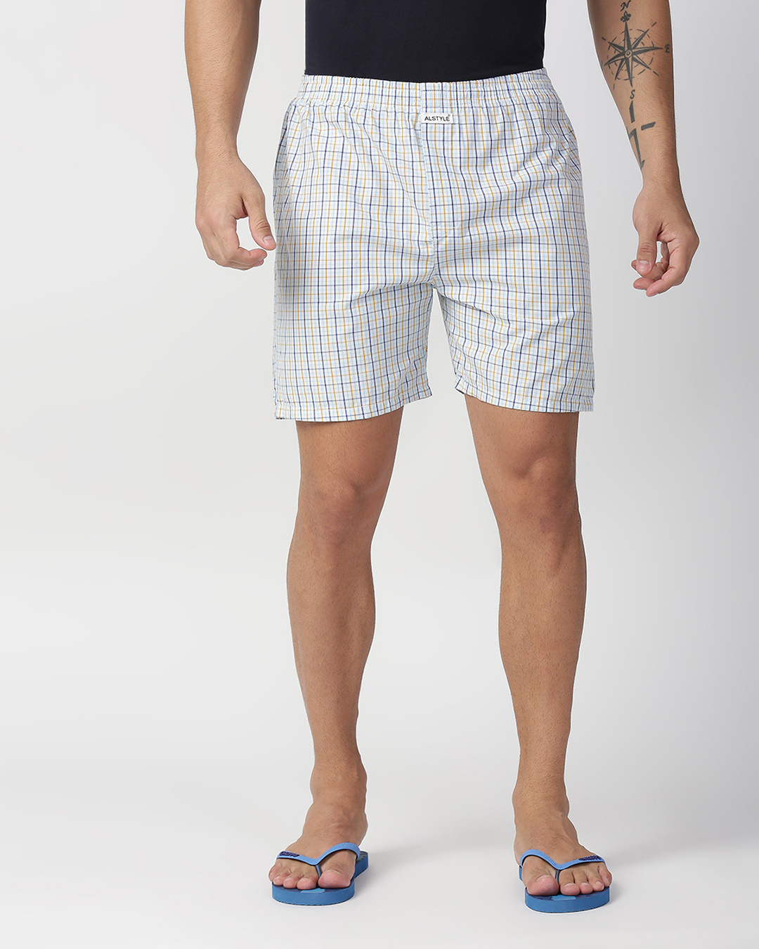 Buy Men's White Checked Boxers Online in India at Bewakoof