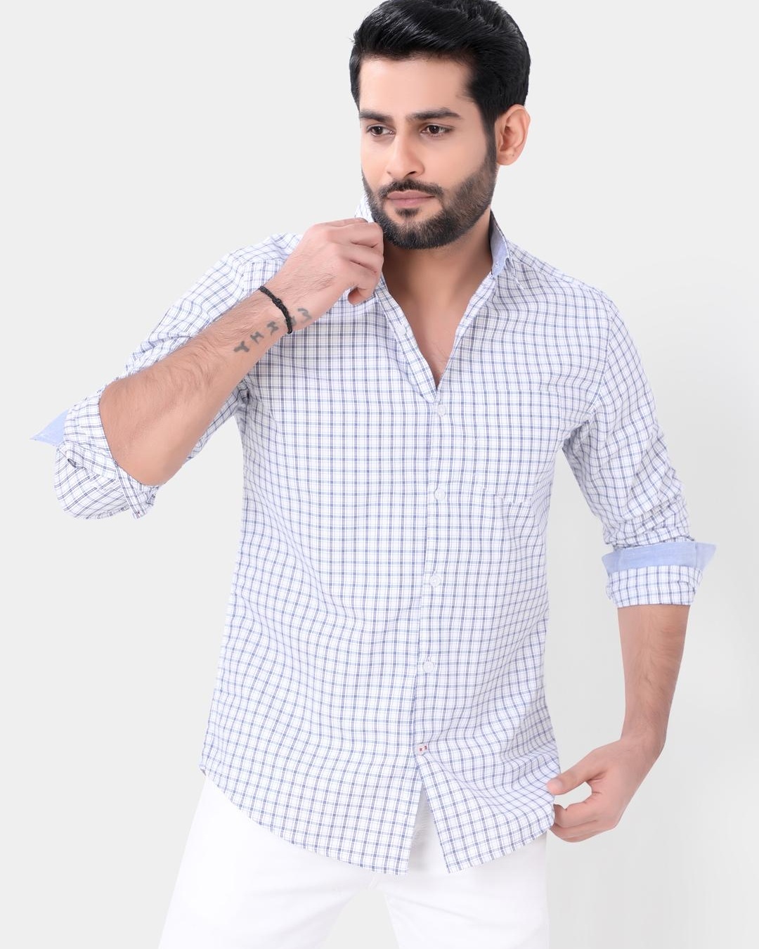 Buy Men's White Checked Shirt Online at Bewakoof
