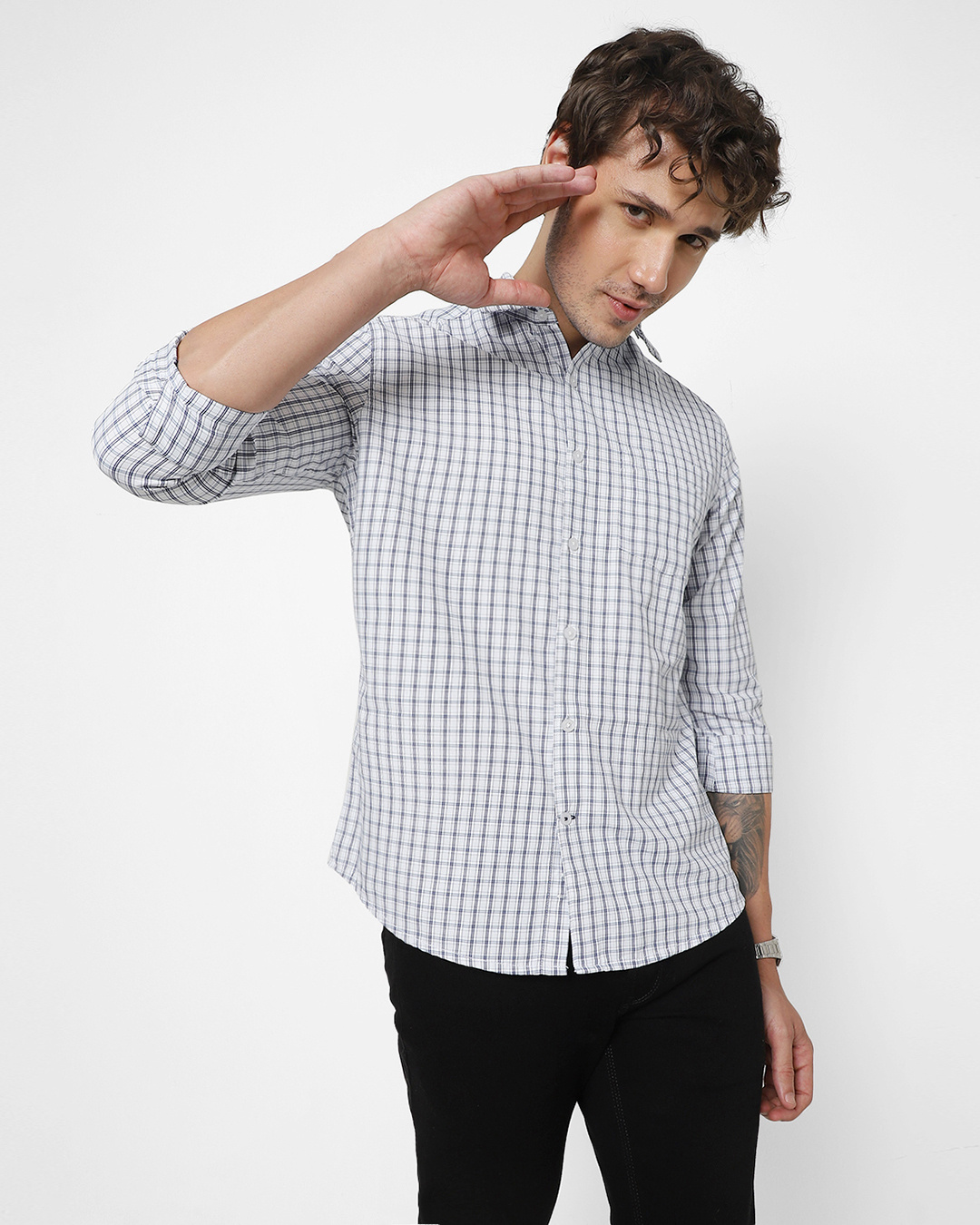 Buy Men's White Checked Shirt Online at Bewakoof