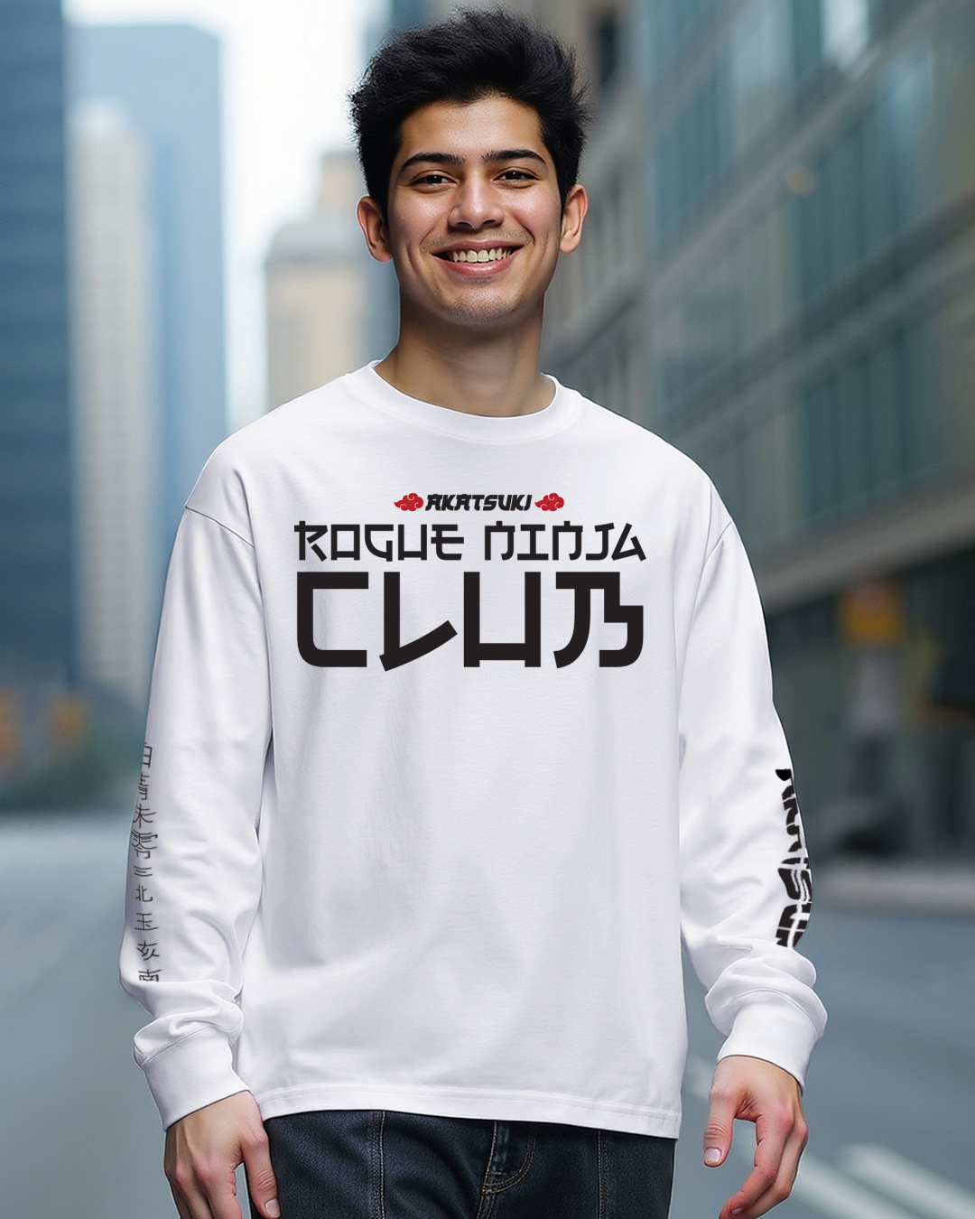 Buy Men's White Club Akatsuki Typography Oversized T-shirt Online at ...