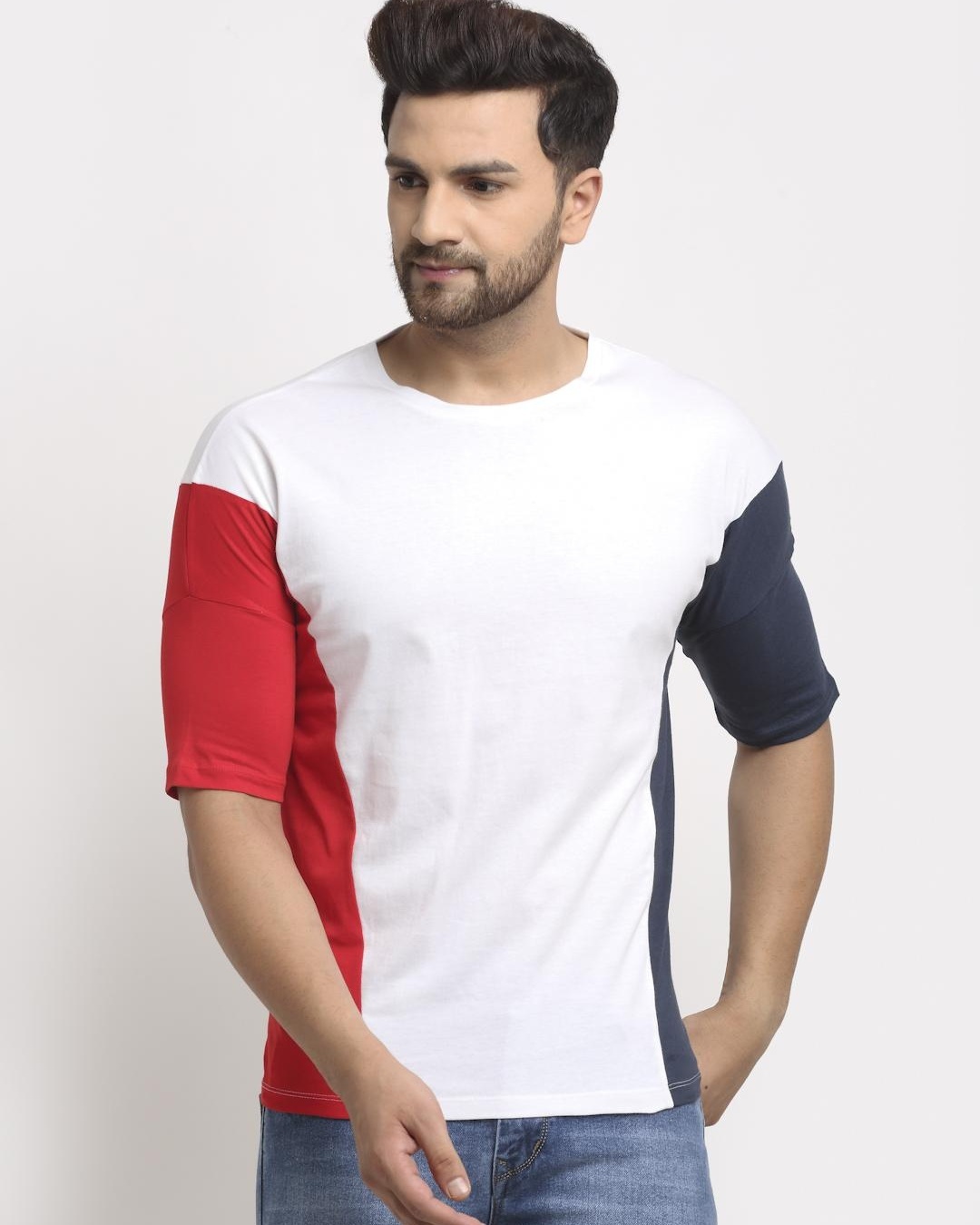 Buy Men's White Color Block Oversized T-shirt Online at Bewakoof