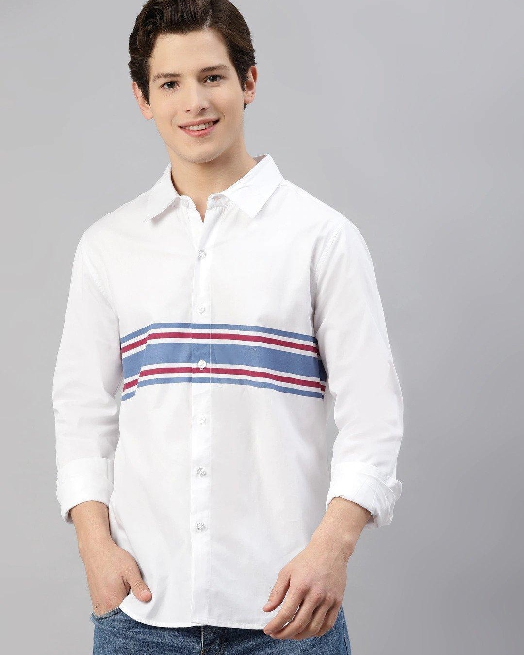 Buy Men's White Color Block Shirt Online at Bewakoof