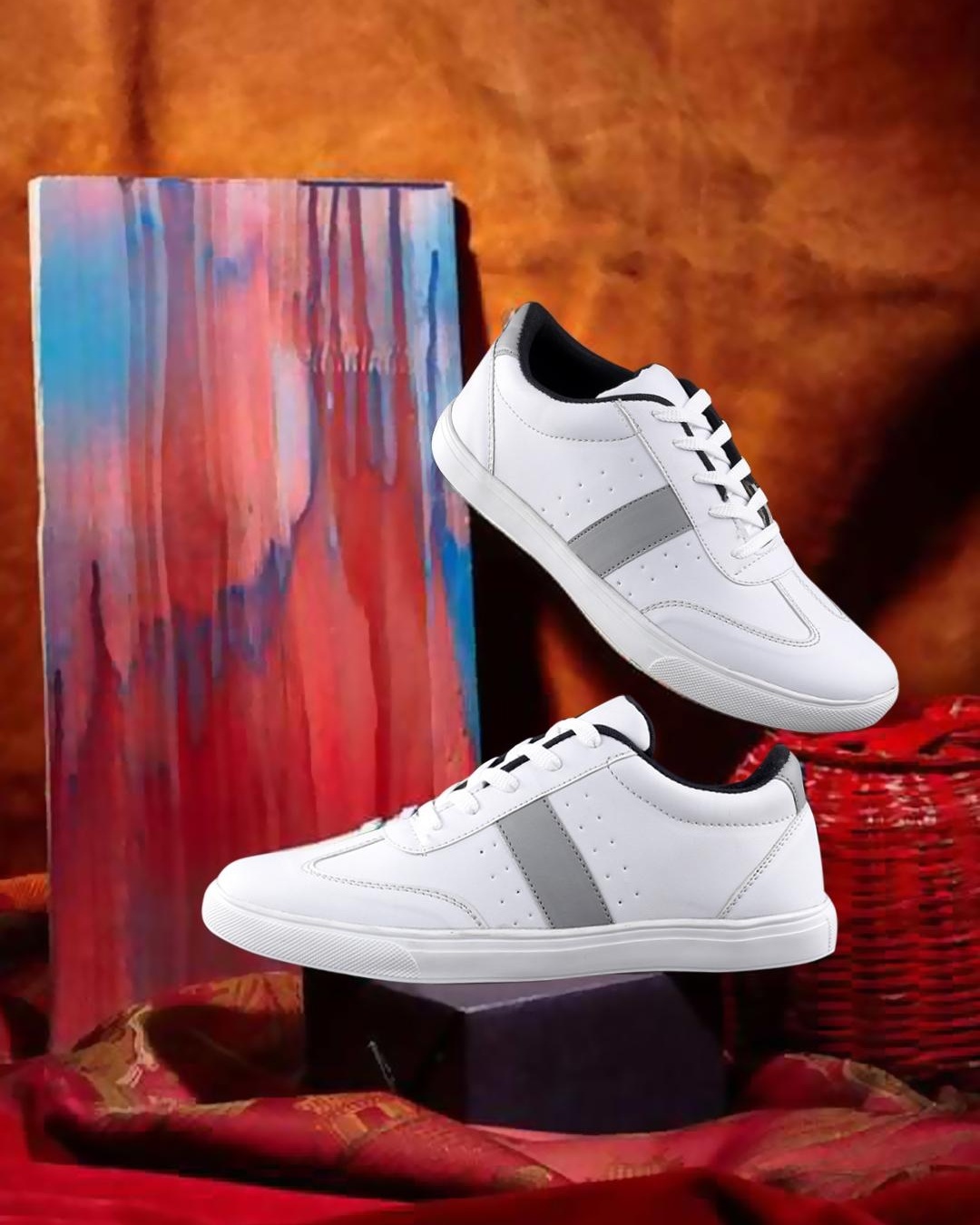 Buy Men's White Color Block Sneakers Online in India at Bewakoof