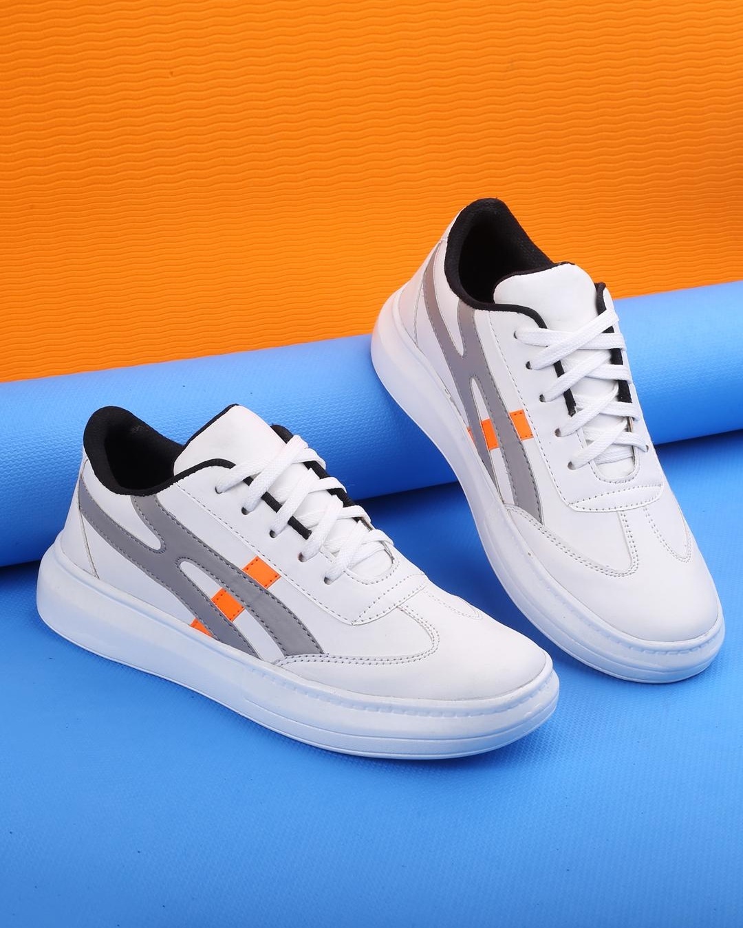 Buy Men's White Color Block Sneakers Online in India at Bewakoof