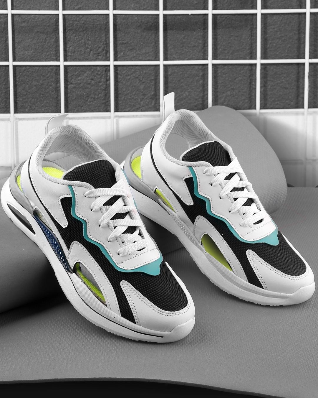 Buy Men's White Color Block Sneakers Online in India at Bewakoof