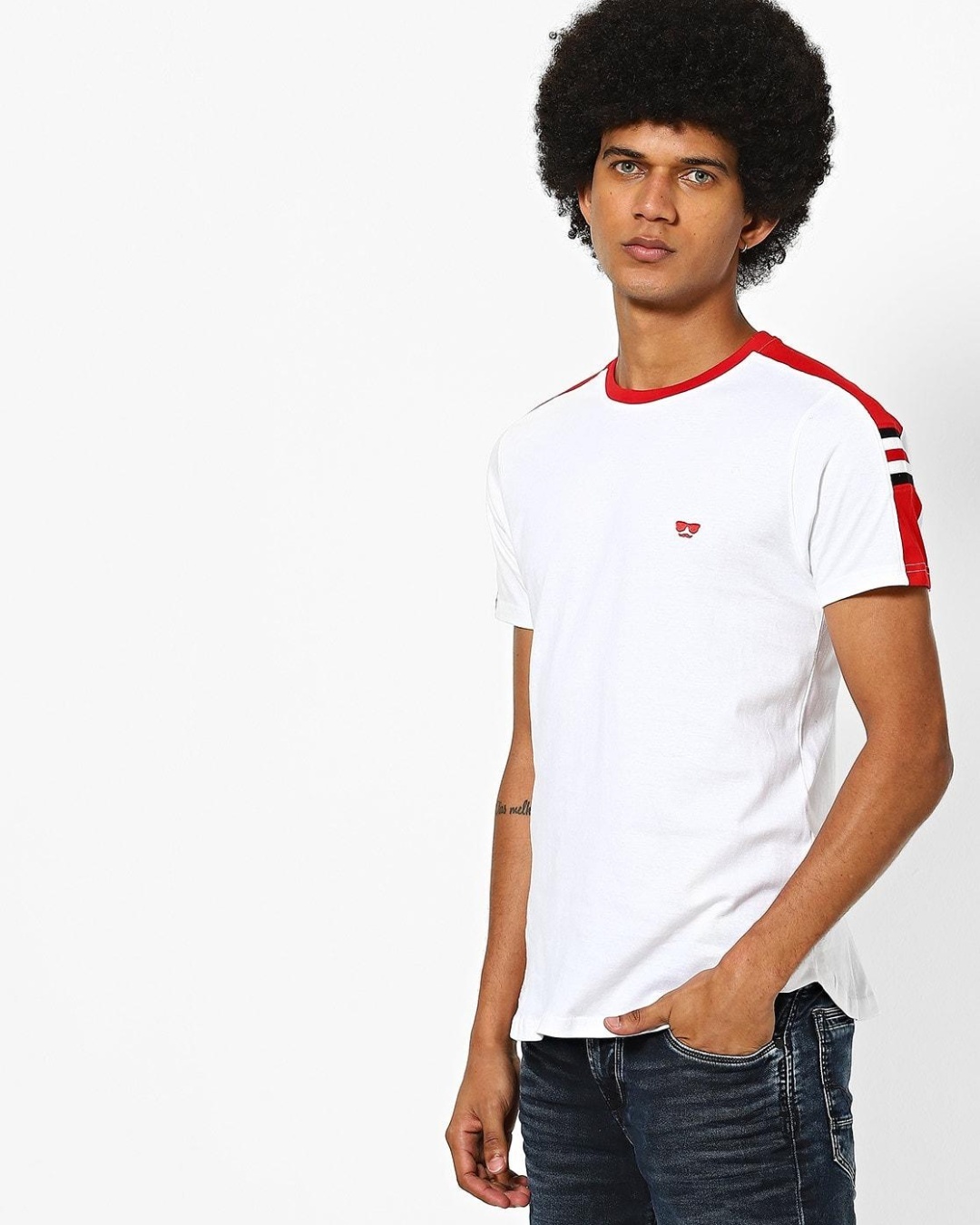 Buy Mens White Color Block T Shirt For Men White Online At Bewakoof