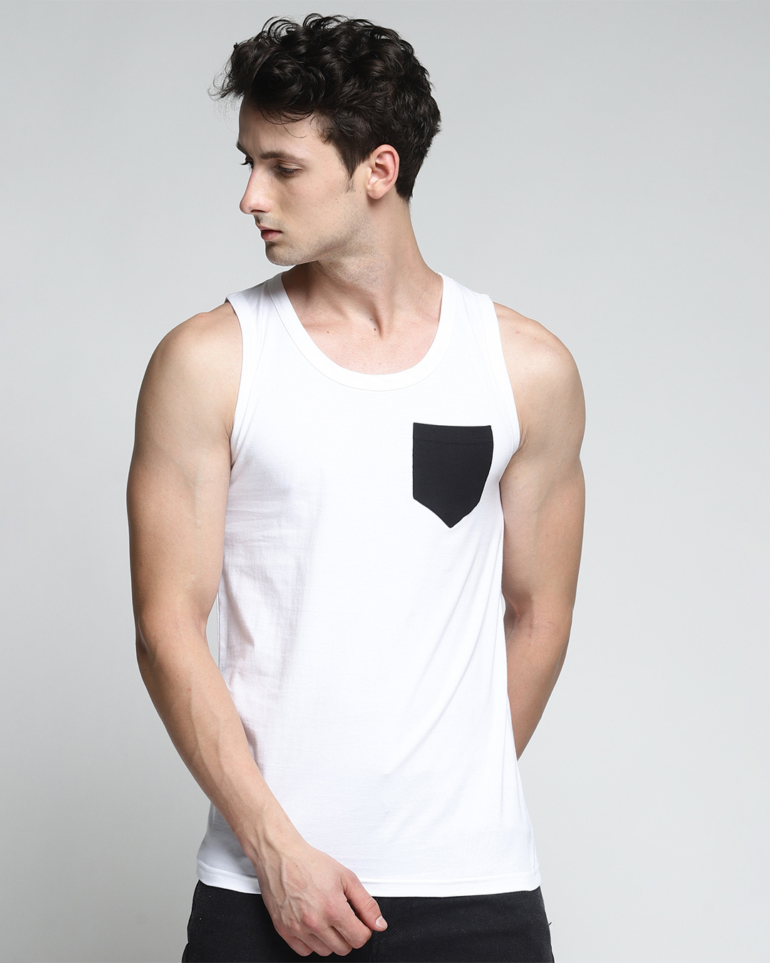 Buy Men's White Color Block Vest Online at Bewakoof