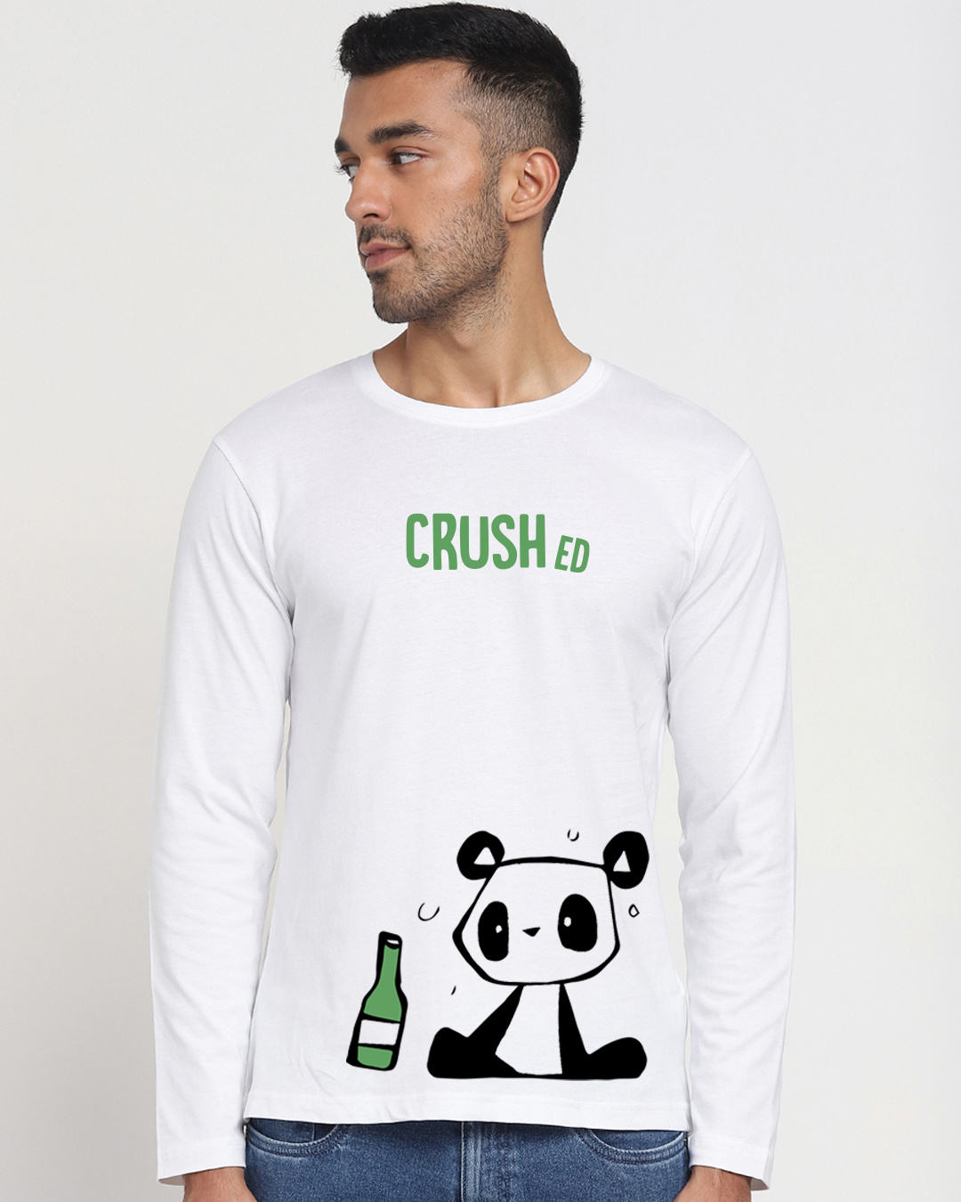 Buy Men's White Crushed Single Panda Graphic Printed T-shirt Online at ...