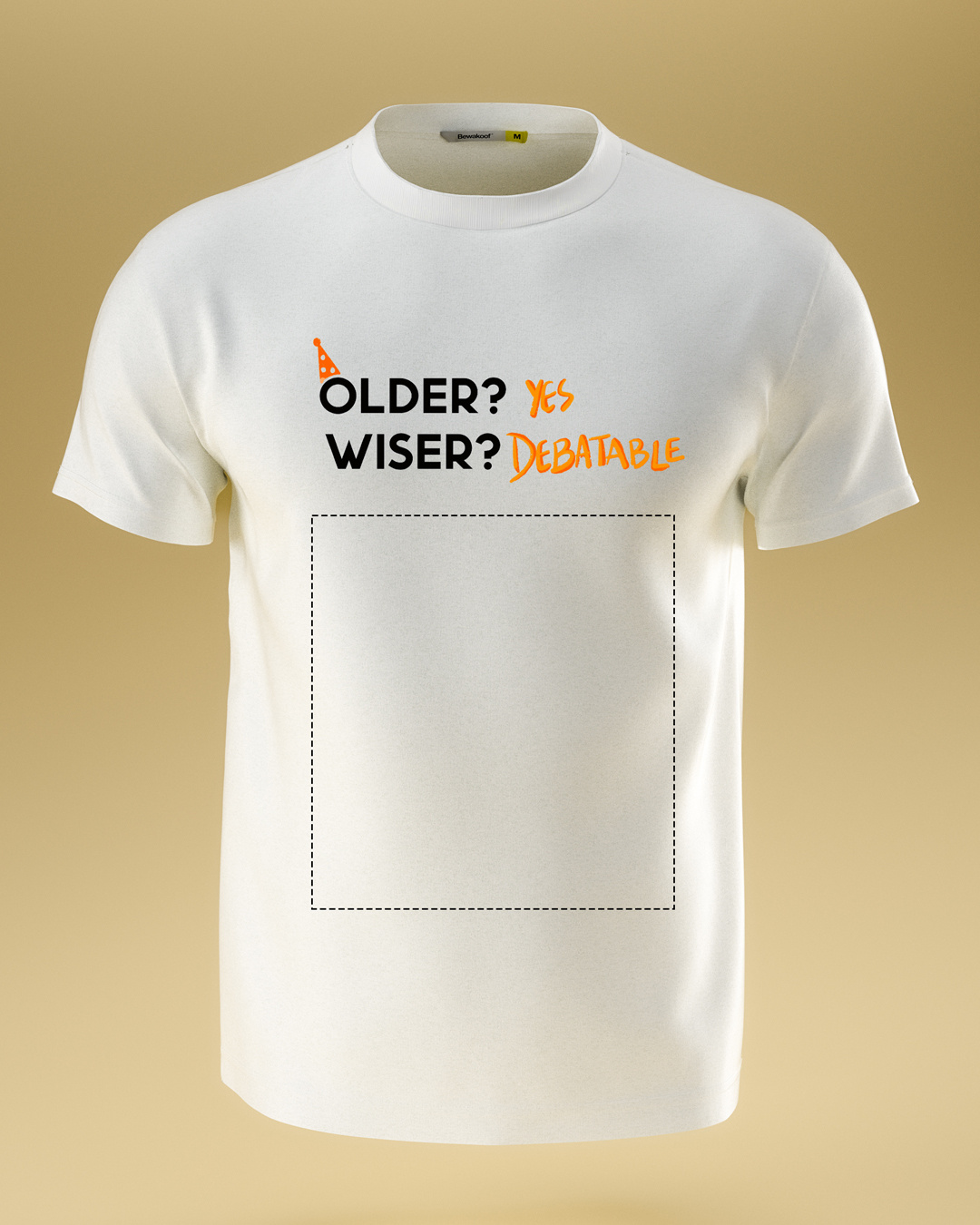 Buy Mens White Customizable Older Wiser Half Sleeve T Shirt For Men