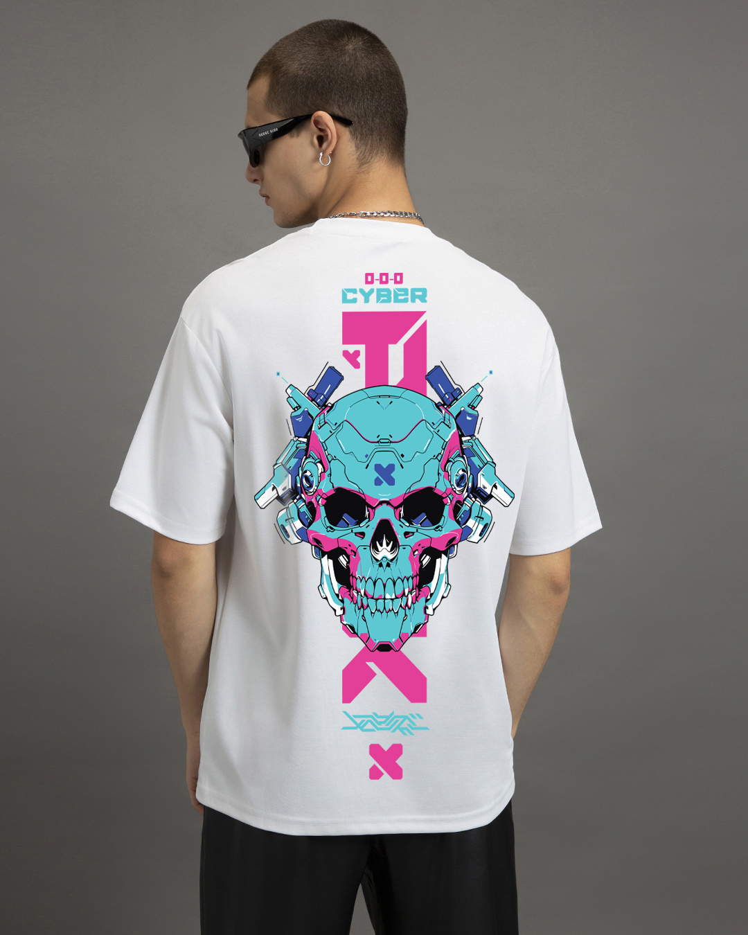 Buy Men's White Cyber Punk Graphic Printed Oversized T-shirt Online at ...