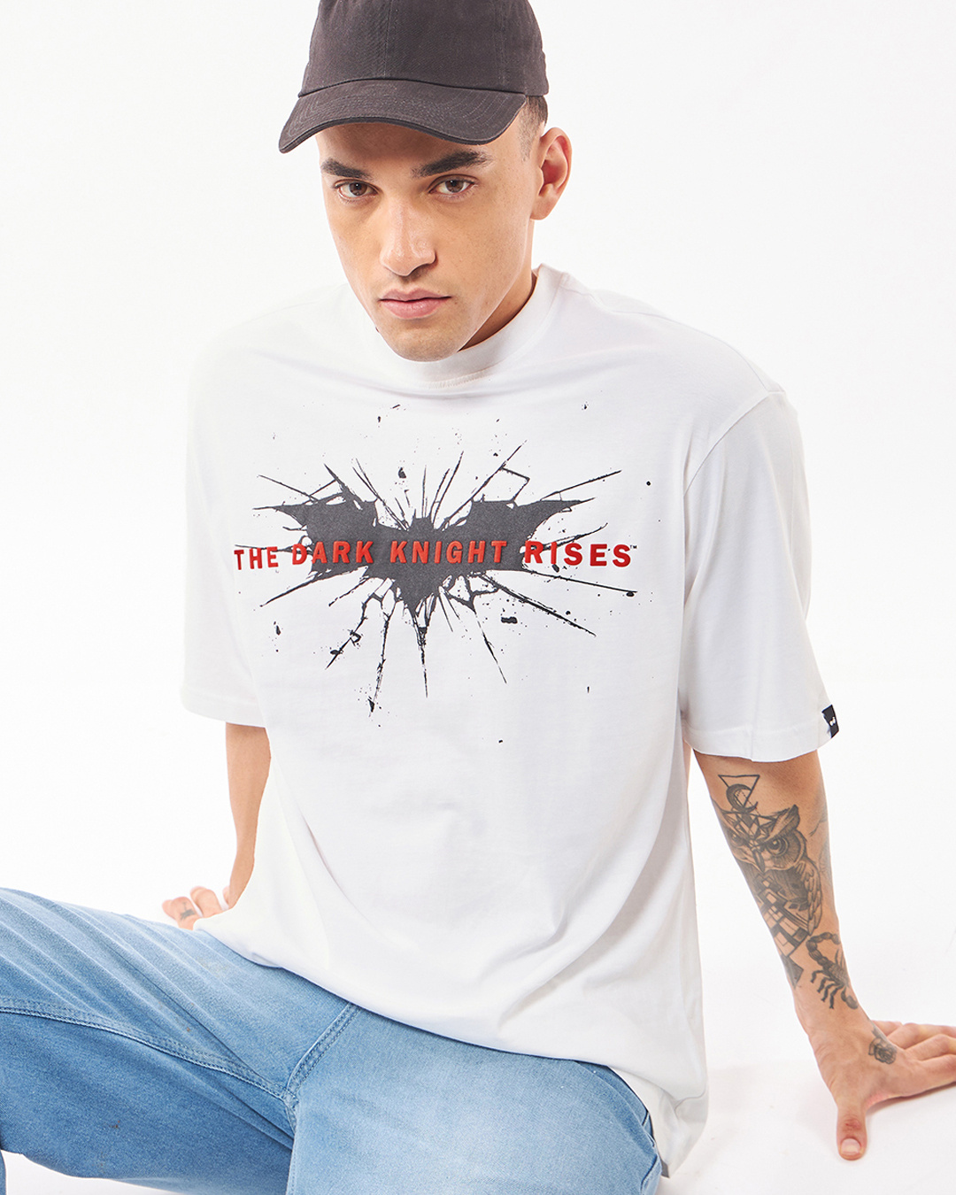 Buy Mens White Dark Knight Graphic Printed Oversized T Shirt Online At