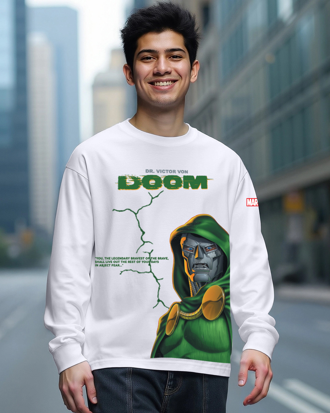 Buy Men's White Doom Graphic Printed Oversized T-shirt Online at Bewakoof