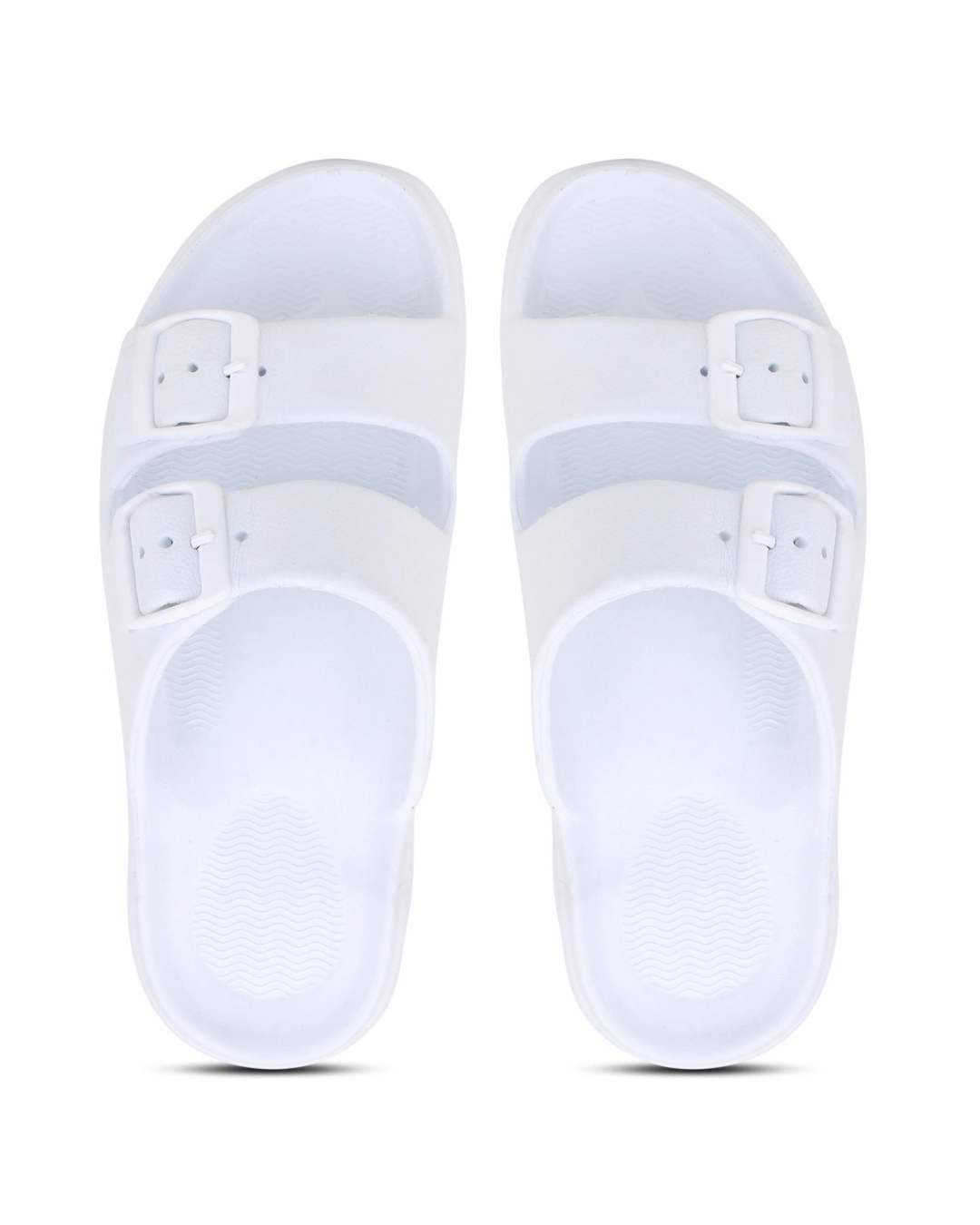 Buy Men's White Double Buckle Sliders Online in India at Bewakoof
