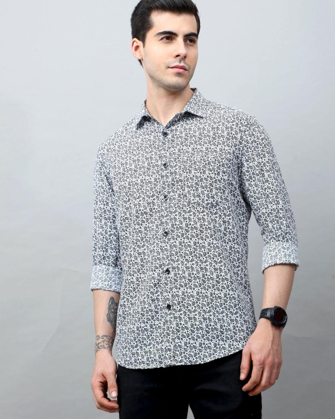 Buy Men's White Ethnic Motif Printed Slim Fit Shirt Online at Bewakoof