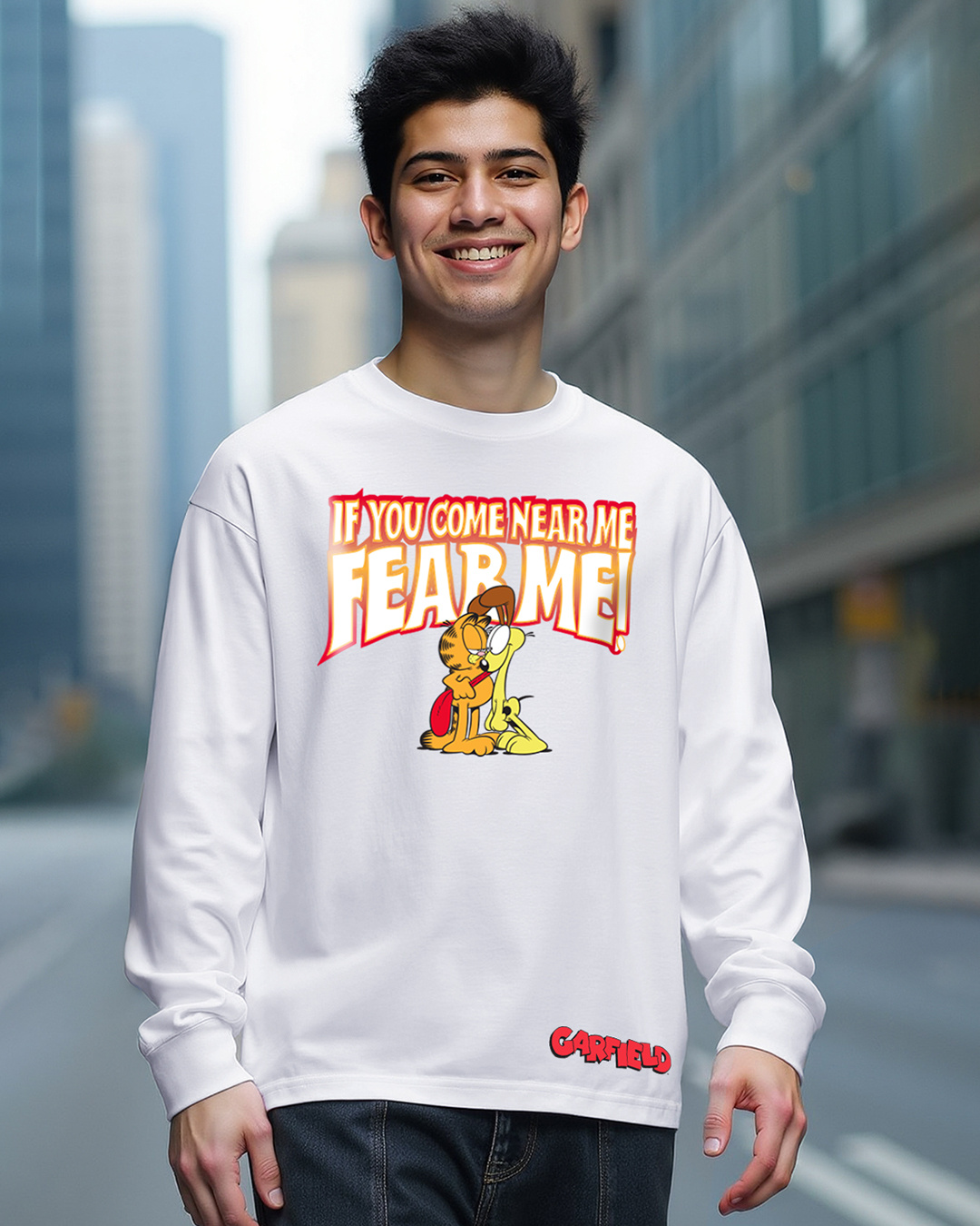 Buy Men's White Fear Me Graphic Printed Oversized T-shirt Online at ...